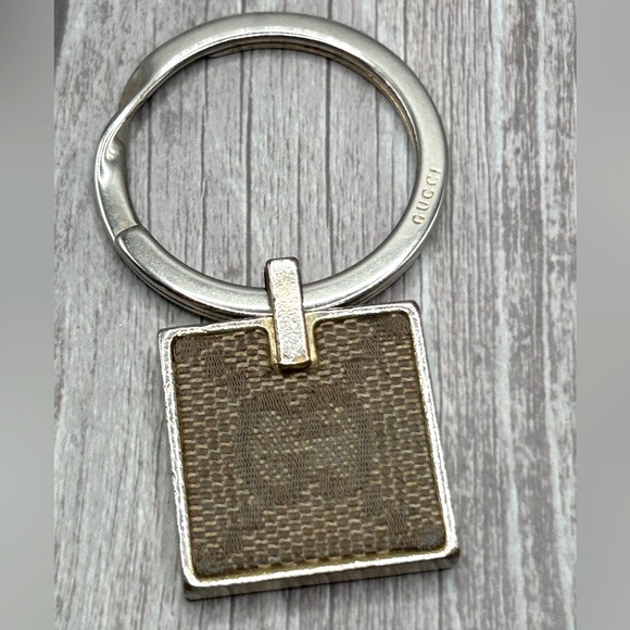 Gucci | Accessories | Gucci Gg Monogram Logo Square Keychain Bag Charm ...